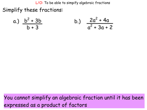 Algebraic Fractions | Teaching Resources