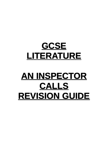 An Inspector Calls Revision Guide KS4 | Teaching Resources
