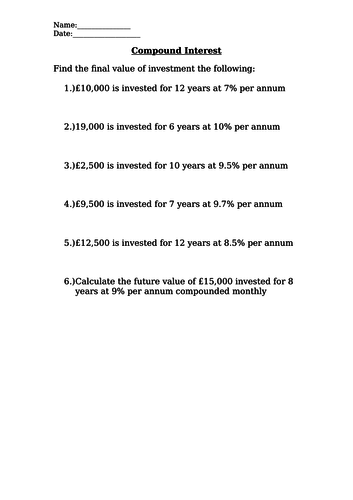 Compound Interest | Teaching Resources