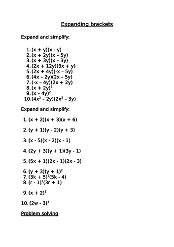 Expanding brackets and Factorising (inc. quadratics) | Teaching Resources