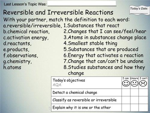 Science AQA whole lesson presentation (pptx+pdf) for KS3 Chemical ...