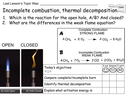 Science AQA whole lesson presentation (pptx+pdf) KS3 Chemical changes - combustion n ...