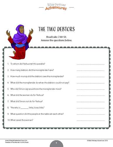 Bible Parable: The Two Debtors | Teaching Resources