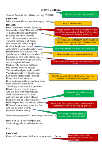 Act 3 Scene 5 Macbeth GCSE English Literature 9-1 | Teaching Resources