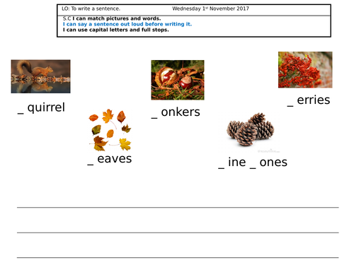 A set of seasonal Limericks (Autumn) along with a few worksheets ...