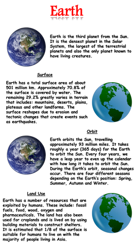 Scientific Information Text Writing - Earth and Space | Teaching Resources