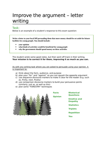 Improve persuasive letter argument | Teaching Resources