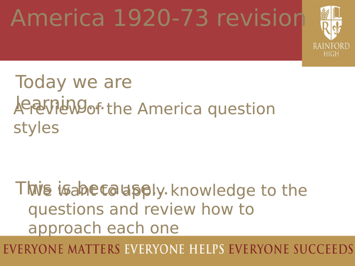 AQA 8145 America 1920-73 exam practice revision | Teaching Resources AQA 8145 America 1920-73 exam practice revision | Teaching Resources