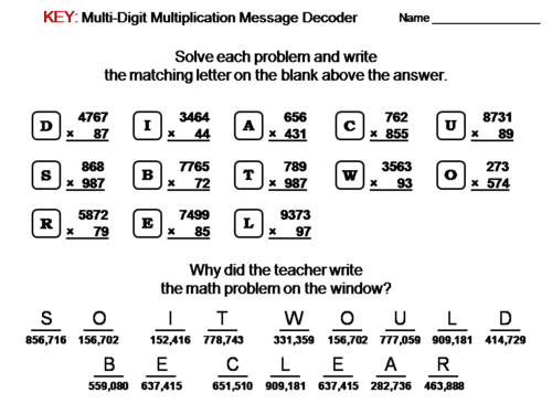 Multi-Digit Multiplication Activity: Math Message Decoder | Teaching ...