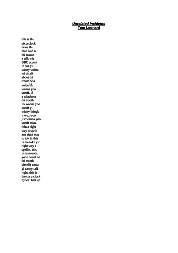 Accent and Dialect Poetry | Teaching Resources