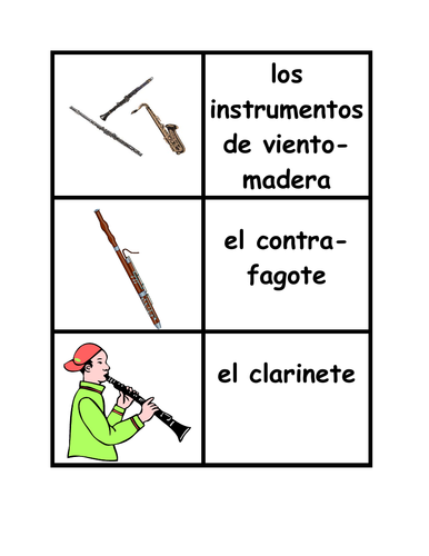 Instrumentos musicales (Musical Instruments in Spanish) Card Games ...