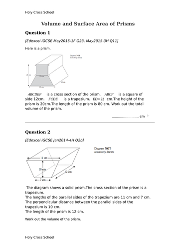 Volume and surface area of compound shapes | Teaching Resources