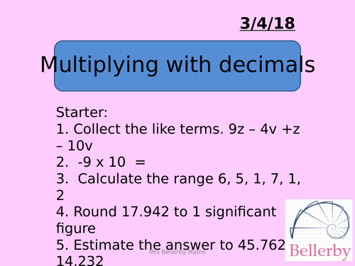 Multiplying with decimals | Teaching Resources
