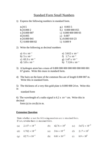 Standard Form | Teaching Resources