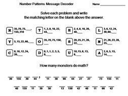 Number Patterns Activity: Math Message Decoder | Teaching Resources