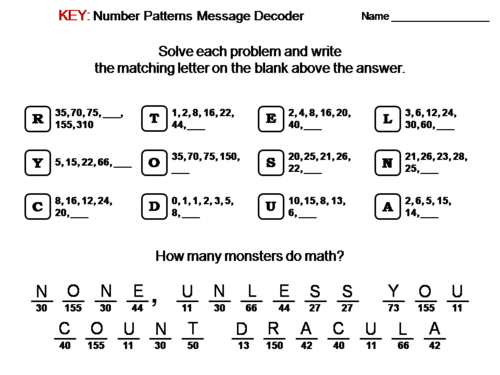 Number Patterns Activity: Math Message Decoder | Teaching Resources
