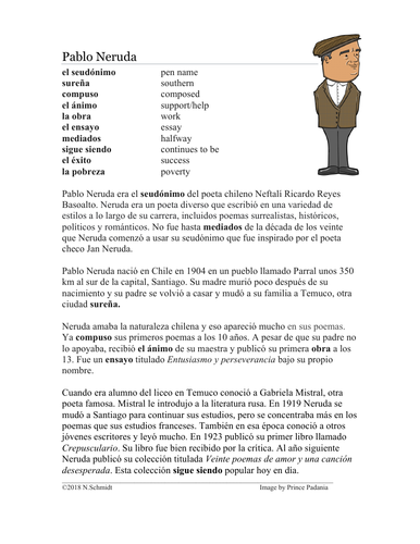 Pablo Neruda Biografía - Biography of Pablo Neruda + Worksheet ...
