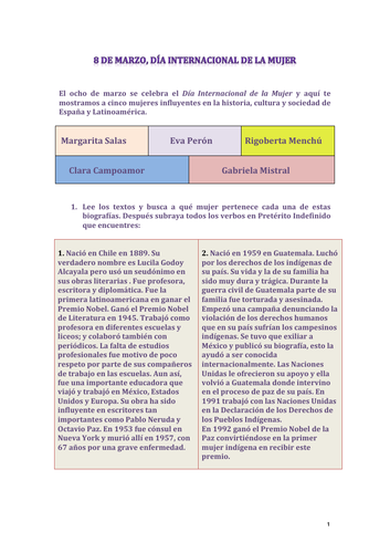 Dia Internacional de la Mujer | Teaching Resources