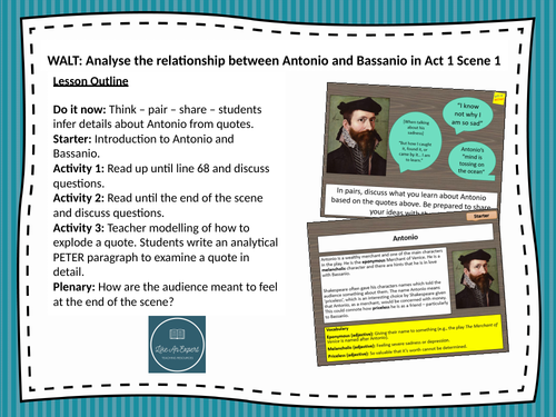 The Merchant of Venice: Act 1 Scene 1 - Antonio & Bassanio (FULL LESSON ...