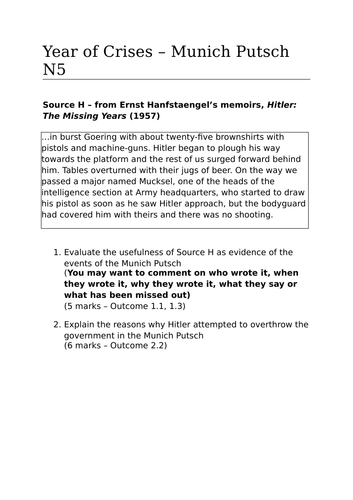 Rise of the Nazis: Munich Putsch Lesson 7 | Teaching Resources