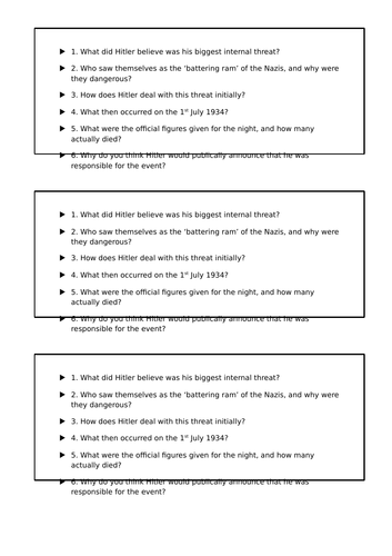 Rise of the Nazis: Night of the Long Knives Lesson 13 | Teaching Resources