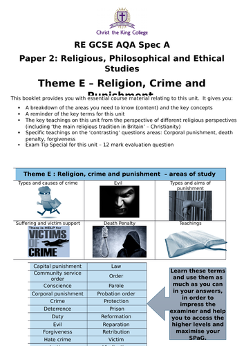 RE GCSE AQA Religion, Crime and Punishment - Essential Booklet ...