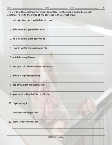 Past Simple Irregular Verbs Scrambled Sentences Worksheet | Teaching ...