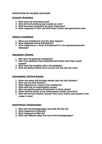 Rise of the Nazis: Persecution of the Jews Lesson 16 | Teaching Resources