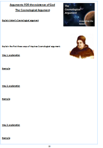 The Existence of God work booklet OCR GCSE | Teaching Resources