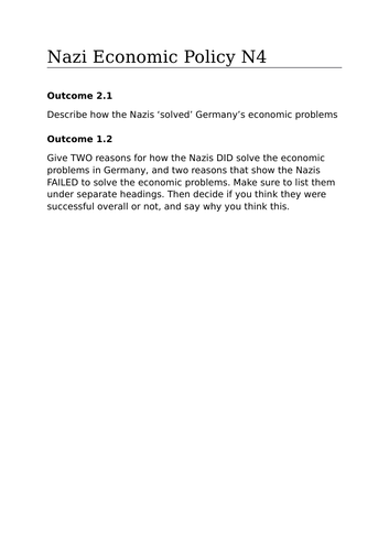 Rise of the Nazis: Economic Policies Lesson 18 | Teaching Resources
