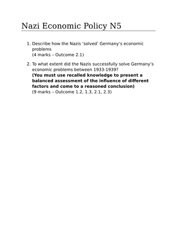 Rise of the Nazis: Economic Policies Lesson 18 | Teaching Resources