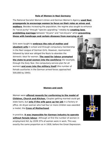 Rise of the Nazis: Role of Women Lesson 22 | Teaching Resources