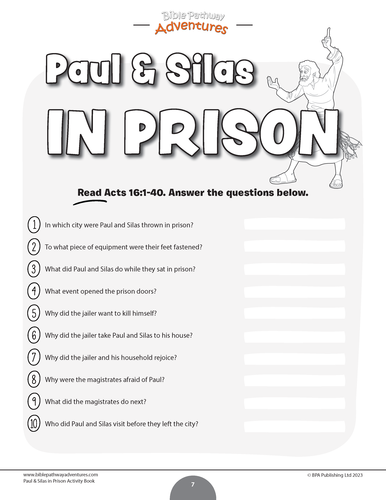Bible Miracles: Paul & Silas in Prison Activity Book | Teaching Resources