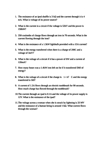 GCSE Electricity Revision | Teaching Resources