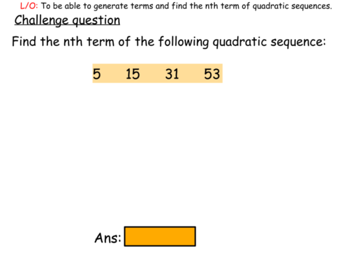 Quadratic Sequences 9-1 GCSE | Teaching Resources