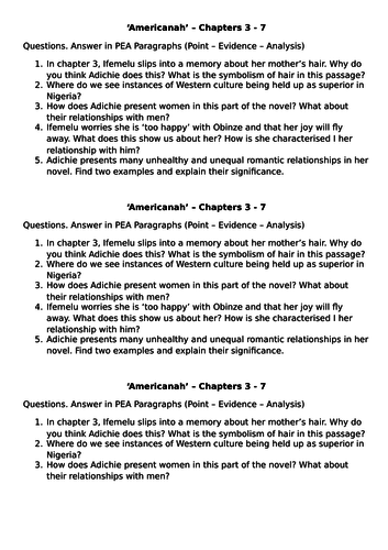 Adichie's 'Americanah!' - Lesson 1, chapters 1-2 | Teaching Resources