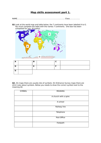 Year 7 Map Skills - L10 - Assessment | Teaching Resources