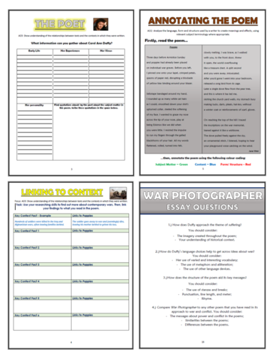 War Photographer Comprehension Activities Booklet! | Teaching Resources