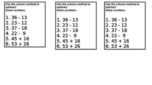 Subtraction Using Column Method - With Reasoning Activities | Teaching ...