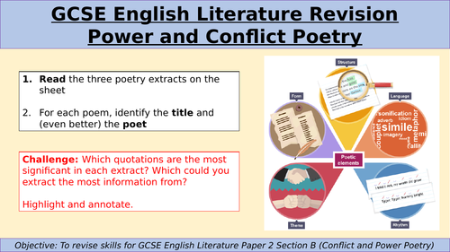 GCSE English Lit Power & Conflict Revision Lesson | Teaching Resources