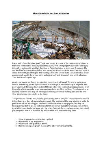 Descriptive writing SOW - Abandoned places | Teaching Resources