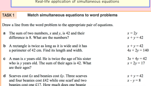 Simultaneous Equations (including worded questions) | Teaching Resources
