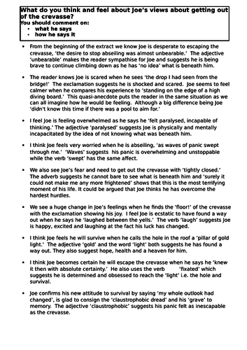 Touching the Void Paper 2 Question 4 'THINK and FEEL' - EDUQAS GCSE ...