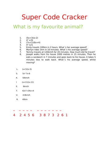 Starter- Code breaker | Teaching Resources