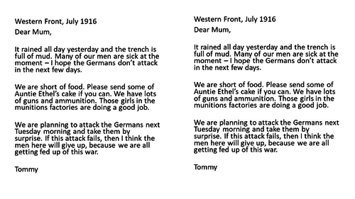 Evaluating historical sources from the First World War | Teaching Resources