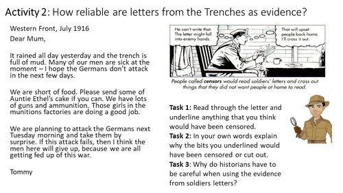 Evaluating historical sources from the First World War | Teaching Resources