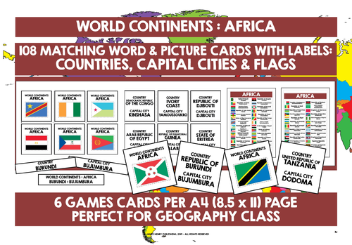 GEOGRAPHY AFRICA COUNTRY CARDS | Teaching Resources