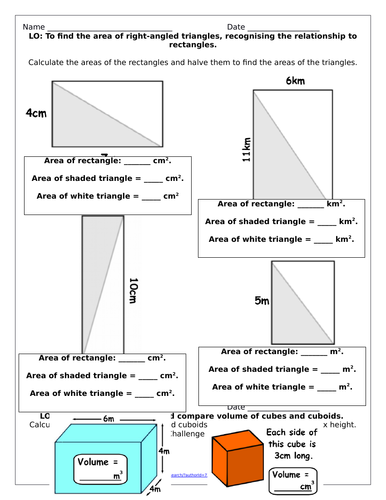 Perimeter Area & Volume Y6 Differentiated Mastery Challenges Free ...