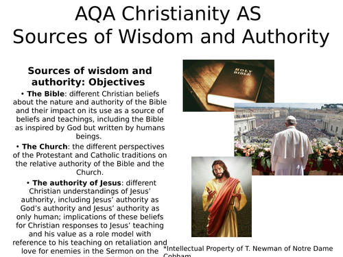 Sources of Wisdom and Authority AQA AS Christianity | Teaching Resources
