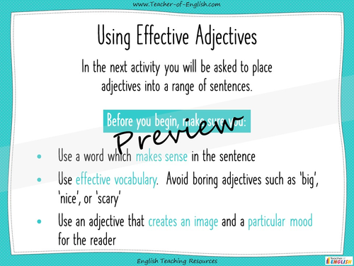 Effective Adjectives | Teaching Resources